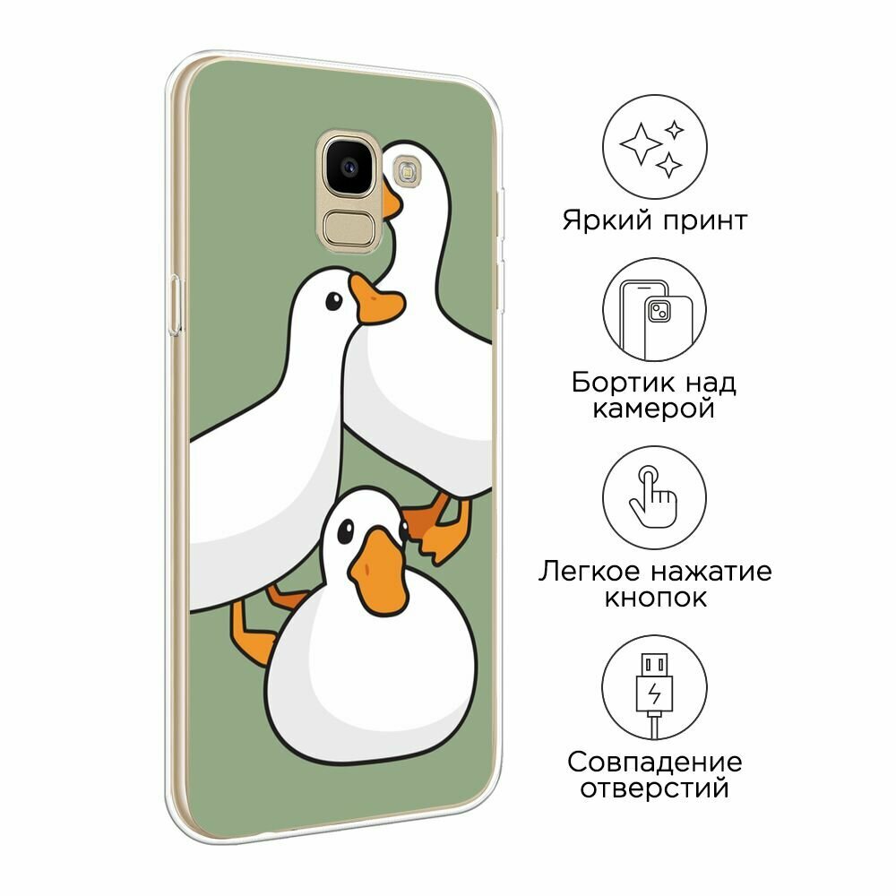 Чехол на Samsung Galaxy J6 2018 / Самсунг Галакси Джей 6 2018 с принтом "Утиное трио" — фото 1