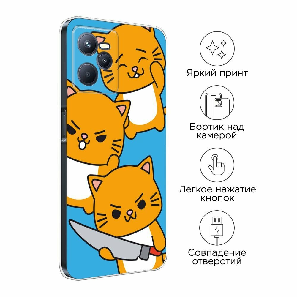 Силиконовый чехол на Realme C35 / Реалми C35 с принтом "Опасные котики" — фото 1