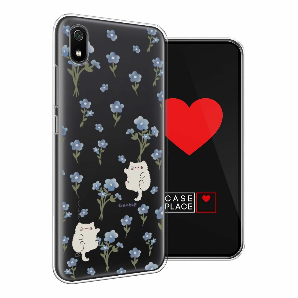 Чехол на Xiaomi Redmi 7A / Сяоми Редми 7А с принтом "Gentle cats", прозрачный — фото 1