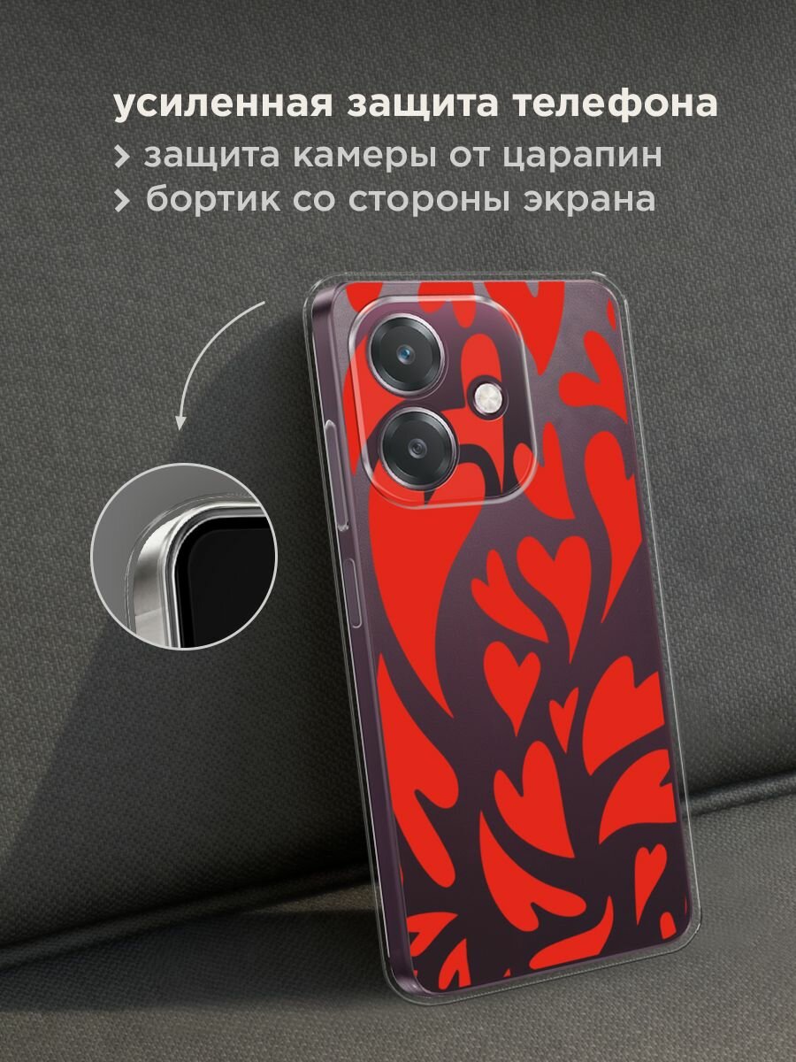 Чехол на Oppo A3/A3x / Оппо А3/A3x с принтом "Crazy hearts 2 - 14 февраля", прозрачный — фото 1