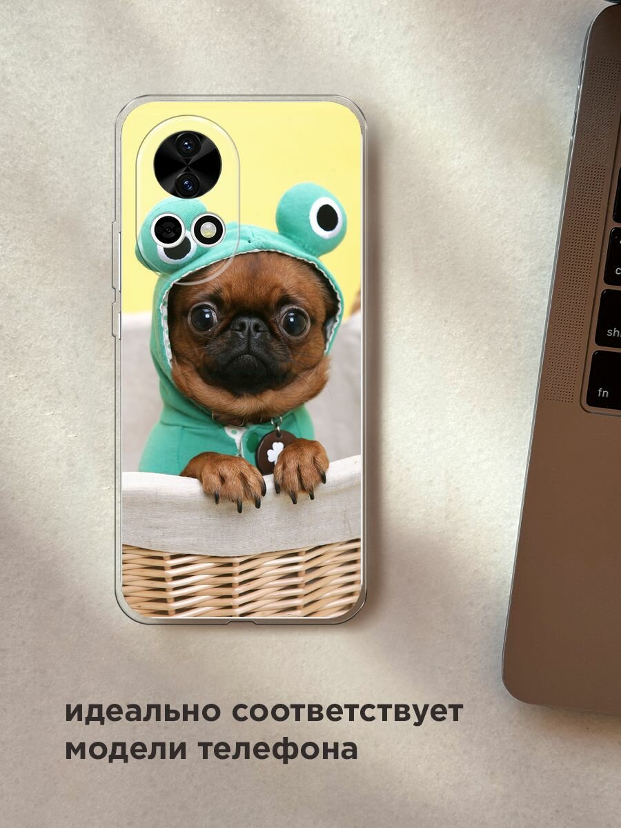 Чехол на Huawei Nova 12/Nova13 / Хуавей Нова 12/Нова 13 с принтом "Собачка в шапке лягушки" — фото 1