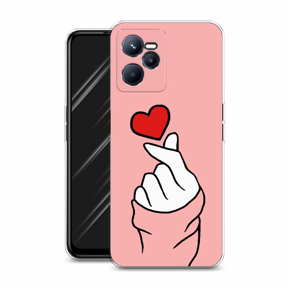 Силиконовый чехол на Realme C35 / Реалми C35 с принтом "Милое сердечко" — фото 1
