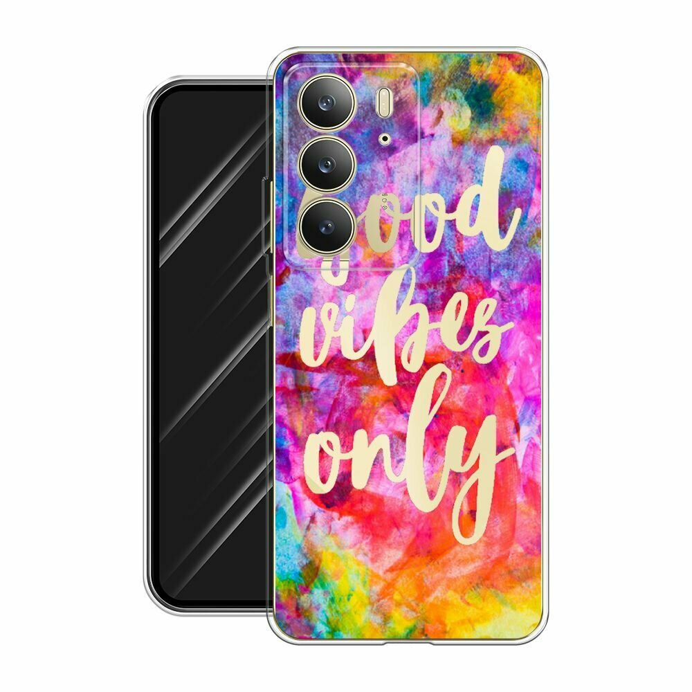 Чехол на Realme C75 4G / Реалми C75 4G с принтом Good vibes only радуга, прозрачный — фото 1