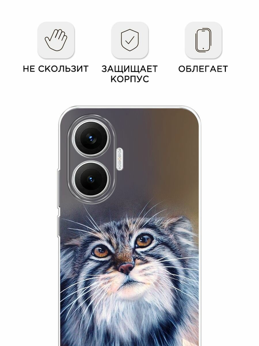 Силиконовый чехол на Poco F7 / Поко F7 с принтом "Кот манул 2" — фото 1