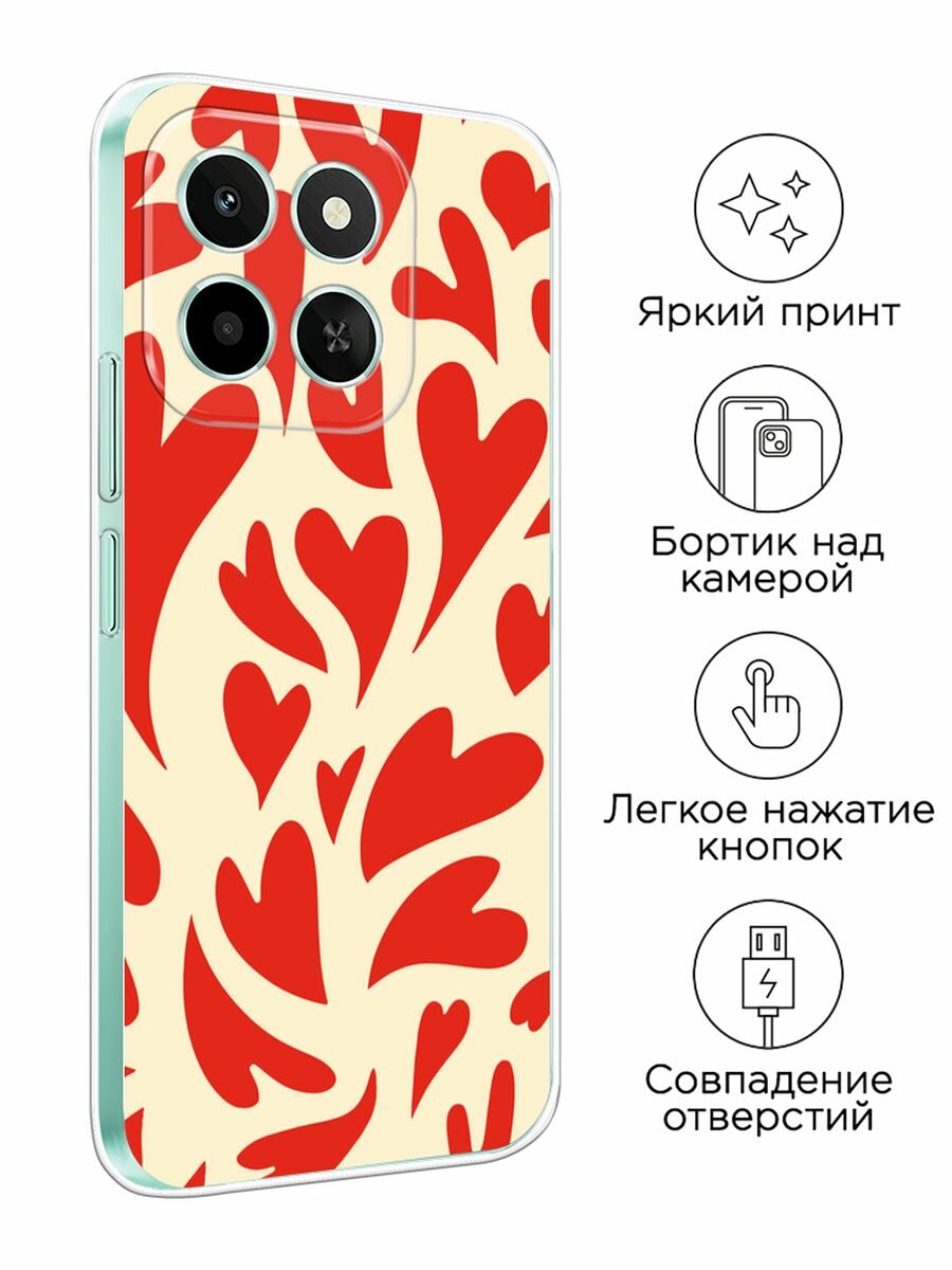 Чехол на Honor X6c / Хонор X6c с принтом "Crazy hearts 1 - 14 февраля" — фото 1