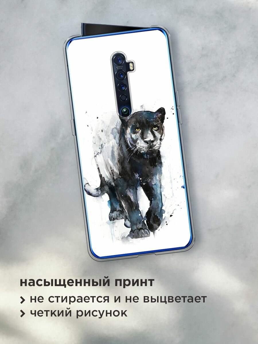 Чехол на Oppo Reno 2 / Оппо Рено 2 с принтом "Пантера арт 3" — фото 1