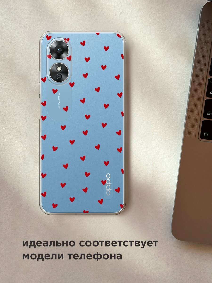Чехол на Oppo A17 / Оппо A17 с принтом "Red hearts", прозрачный — фото 1