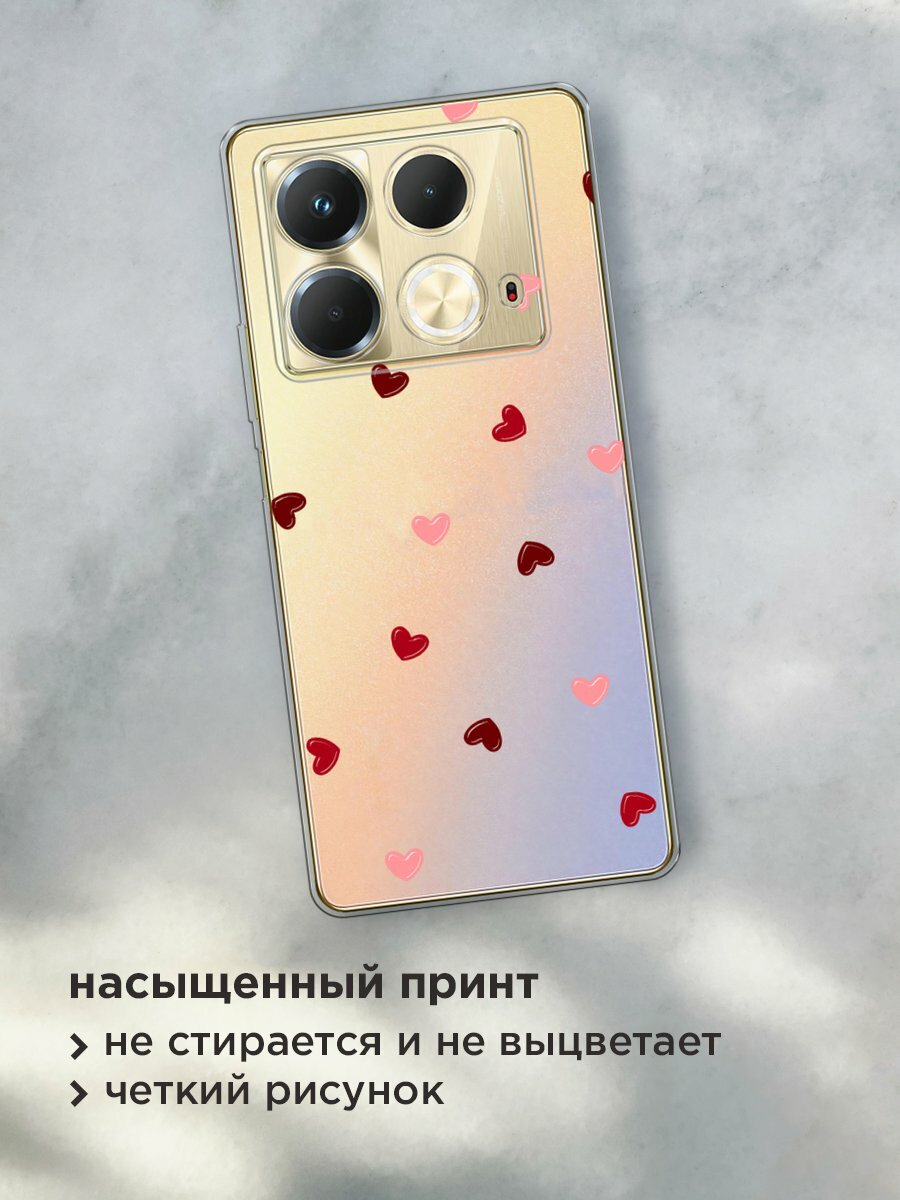 Чехол на Infinix Note 40 / Инфиникс Нот 40 с принтом "Бордовые сердечки 2" — фото 1