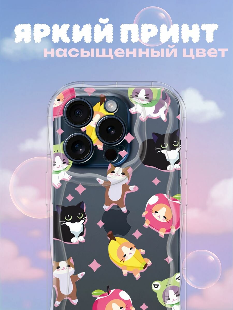 Чехол на Apple iPhone 15 Pro / Айфон 15 Про с принтом "Мемные котята паттерн 3" — фото 1