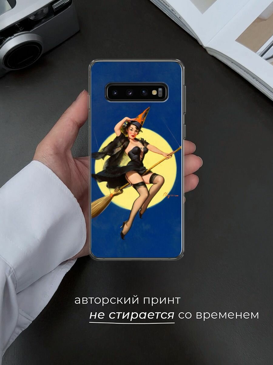 Чехол на Samsung Galaxy S10 + / Самсунг Галакси S10 Плюс с принтом "Pin-Up Witch" — фото 1