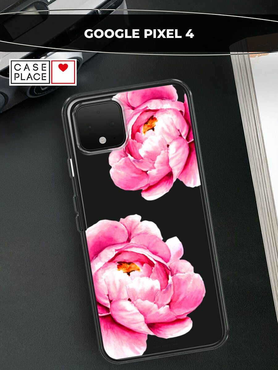 Чехол на Google Pixel 4 / Гугл Пиксель 4 с принтом "Open peonies", прозрачный