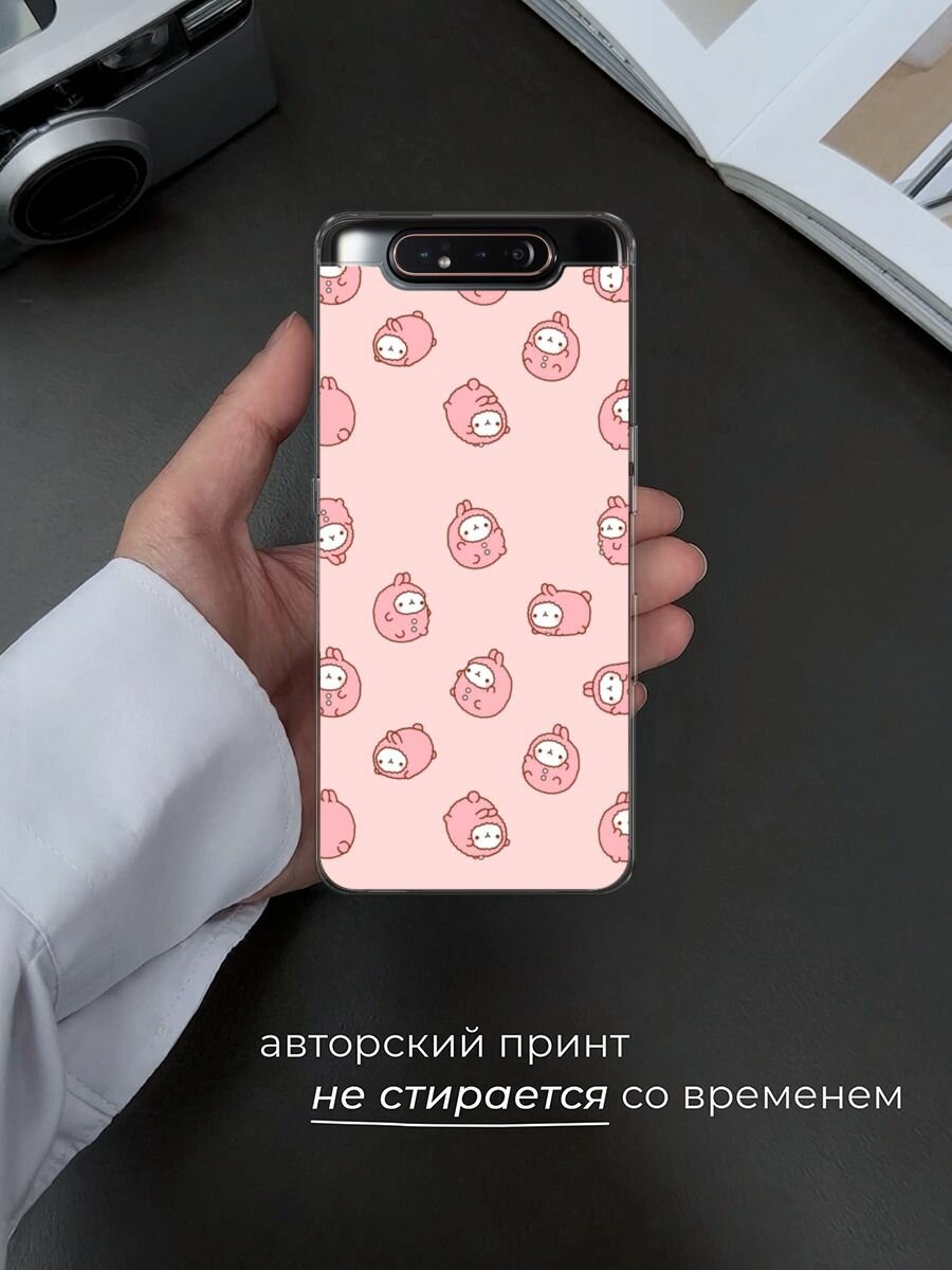 Чехол на Samsung Galaxy A80 / Самсунг Гэлакси A80 с принтом "Зайчики в капюшонах" — фото 1