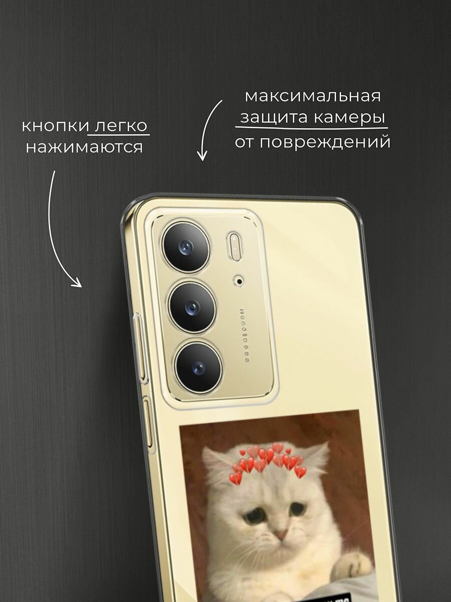 Чехол на Realme C75 4G / Реалми C75 4G с принтом "Грустный котик" — фото 1
