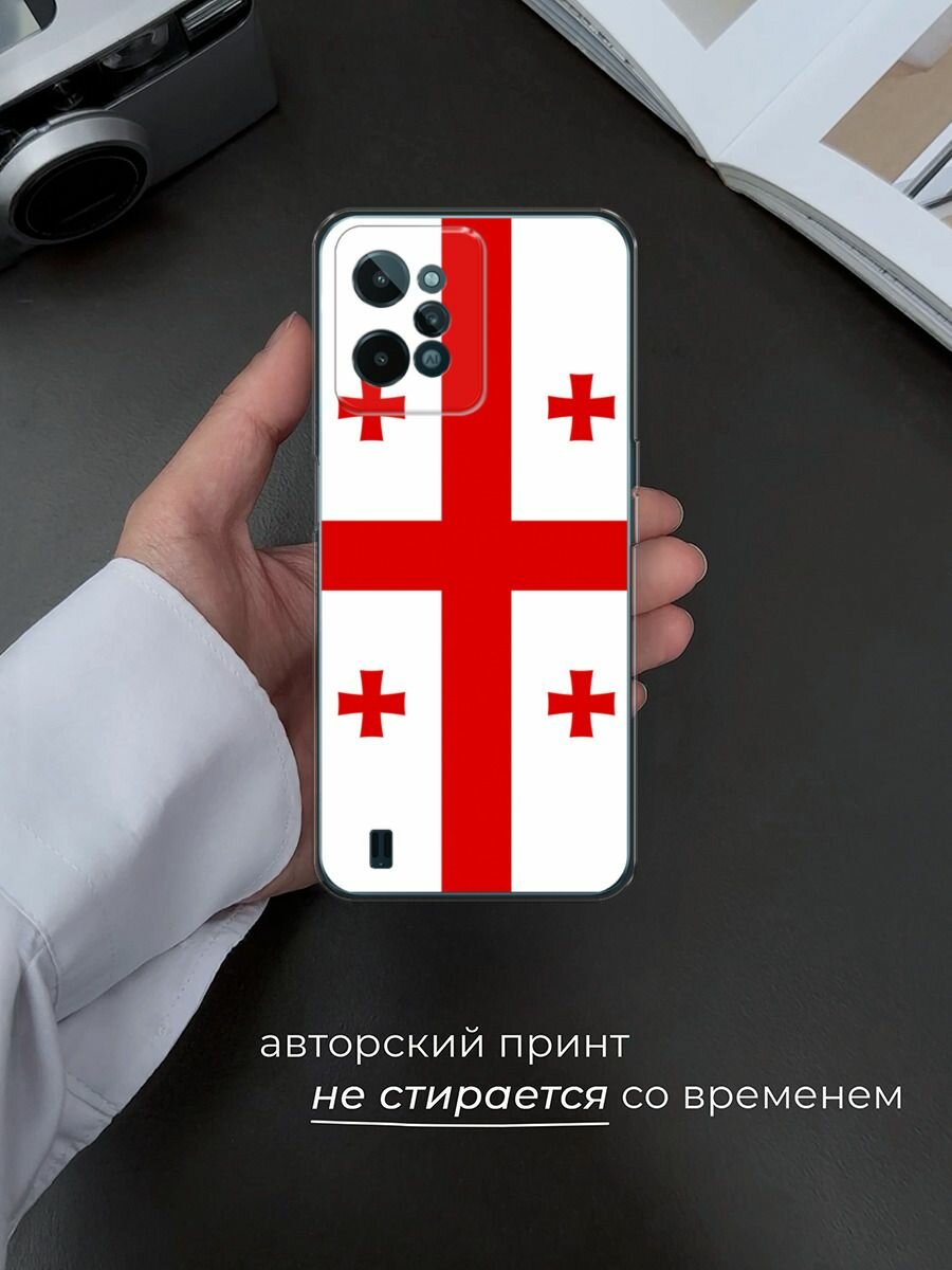 Силиконовый чехол на Realme C31 / Реалми C31 с принтом "Флаг Грузии" — фото 1