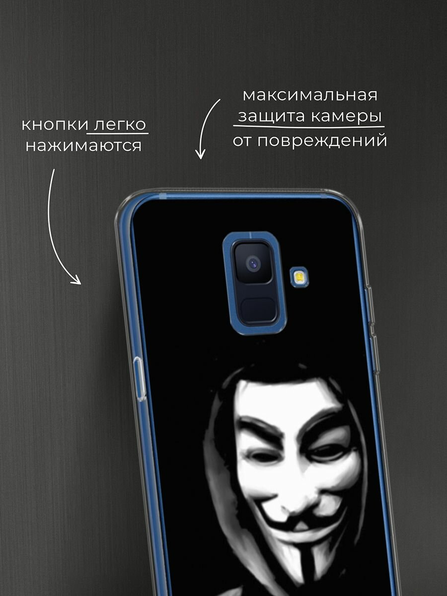 Чехол на Samsung Galaxy A6 / Самсунг Галакси А6 с принтом "Анонимус" — фото 1