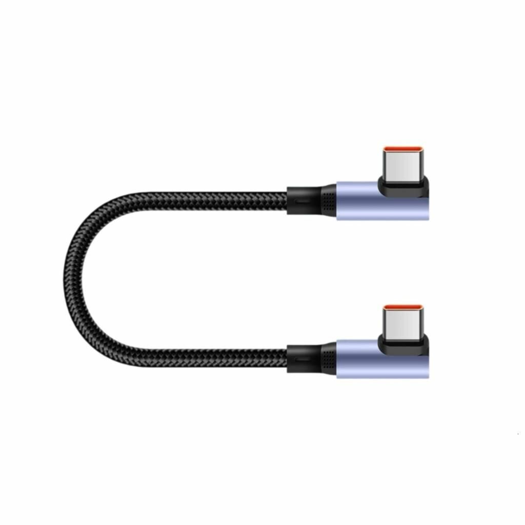 Короткий кабель для зарядки Type C с угловым наконечником, быстрая передача энергии, плетеный нейлон, 0.3m - Тип изгиба - Тип изгиба