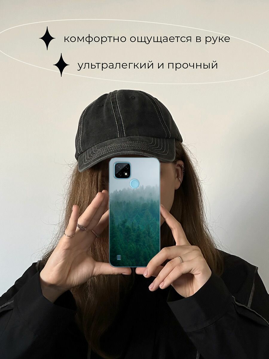 Силиконовый чехол на Realme C21 / Реалми С21 с принтом "Лес в облаках" — фото 1