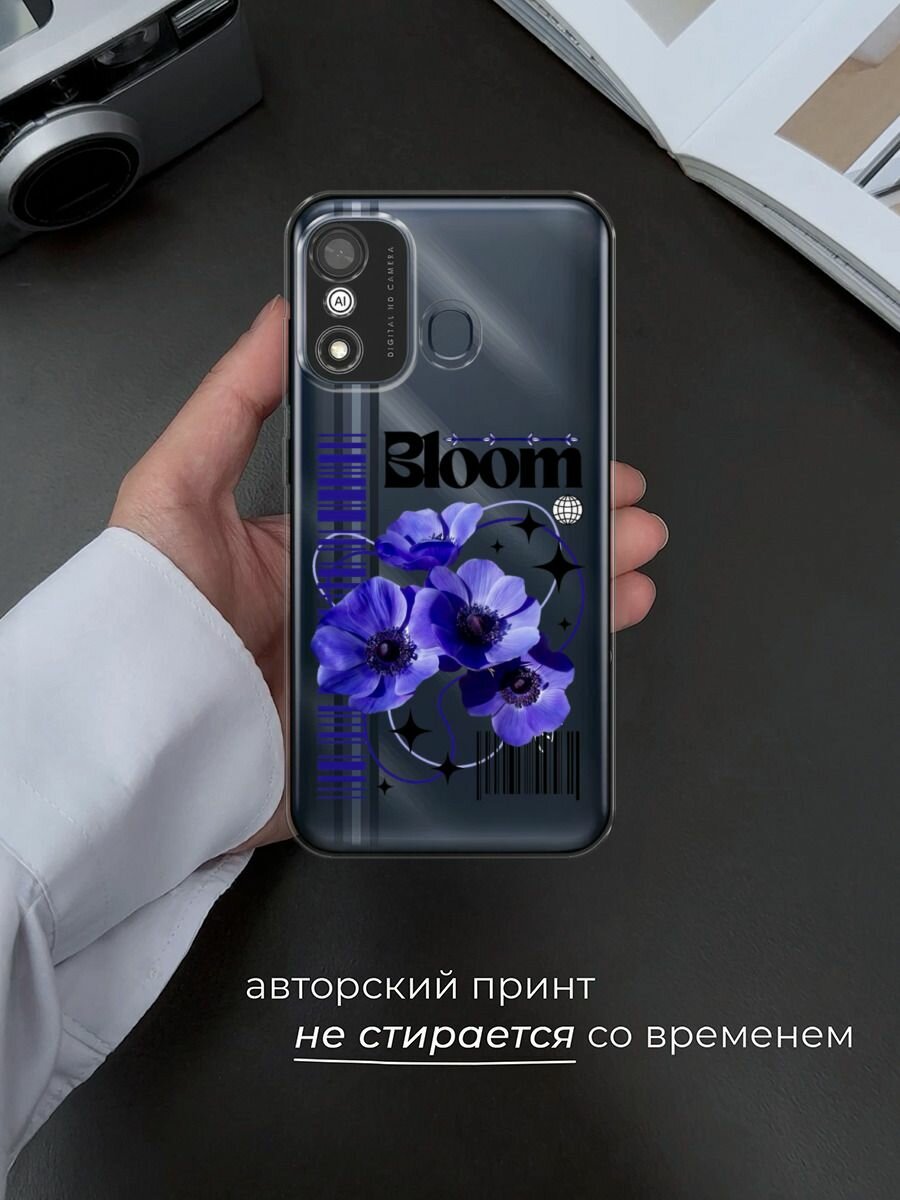 Чехол на Itel A27 / Ител А27 с принтом "Завораживающие анемоны", прозрачный — фото 1