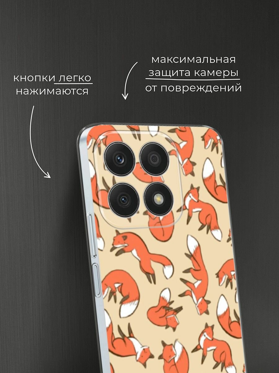 Силиконовый чехол на Honor X8A / Хонор X8A с принтом "Лисички фон" — фото 1