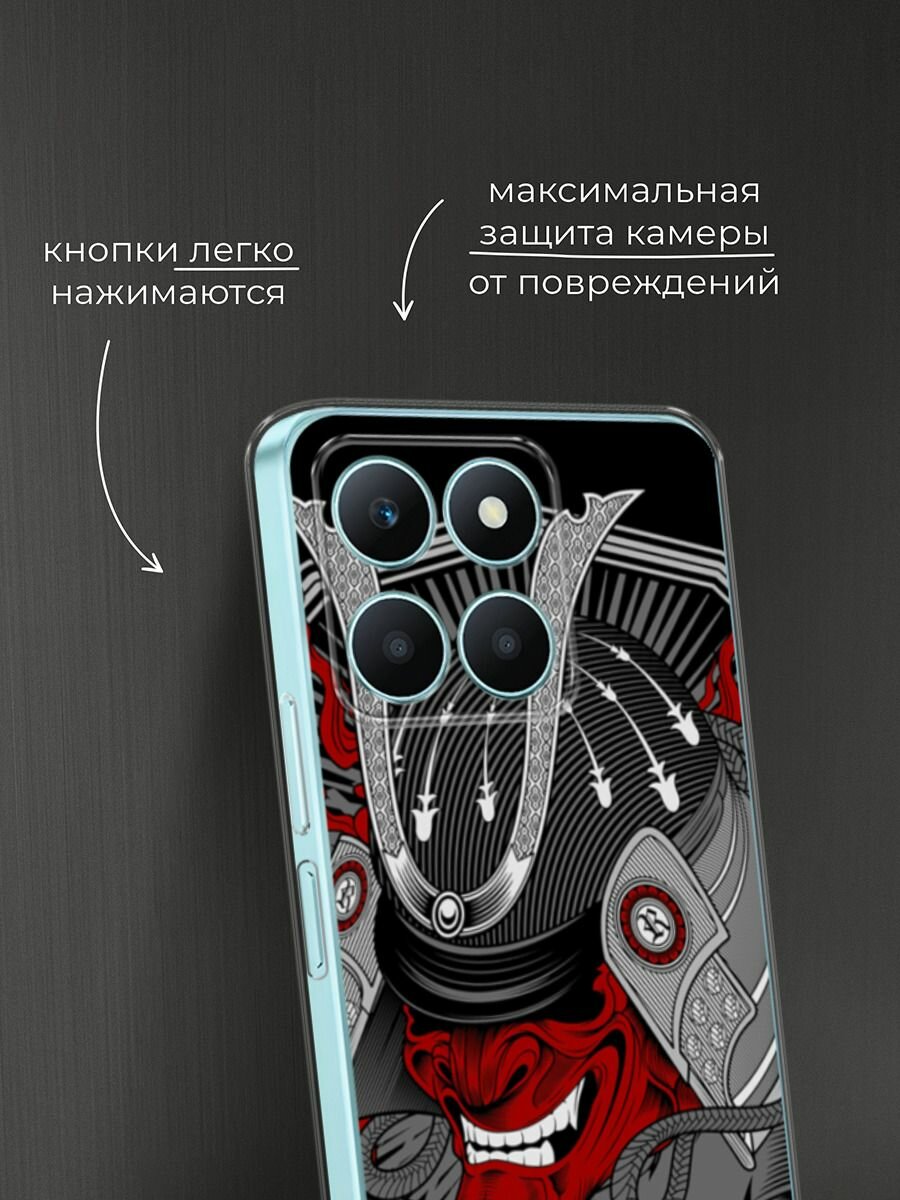 Чехол на Honor X6A / Хонор X6A с принтом "Красная маска самурая" — фото 1
