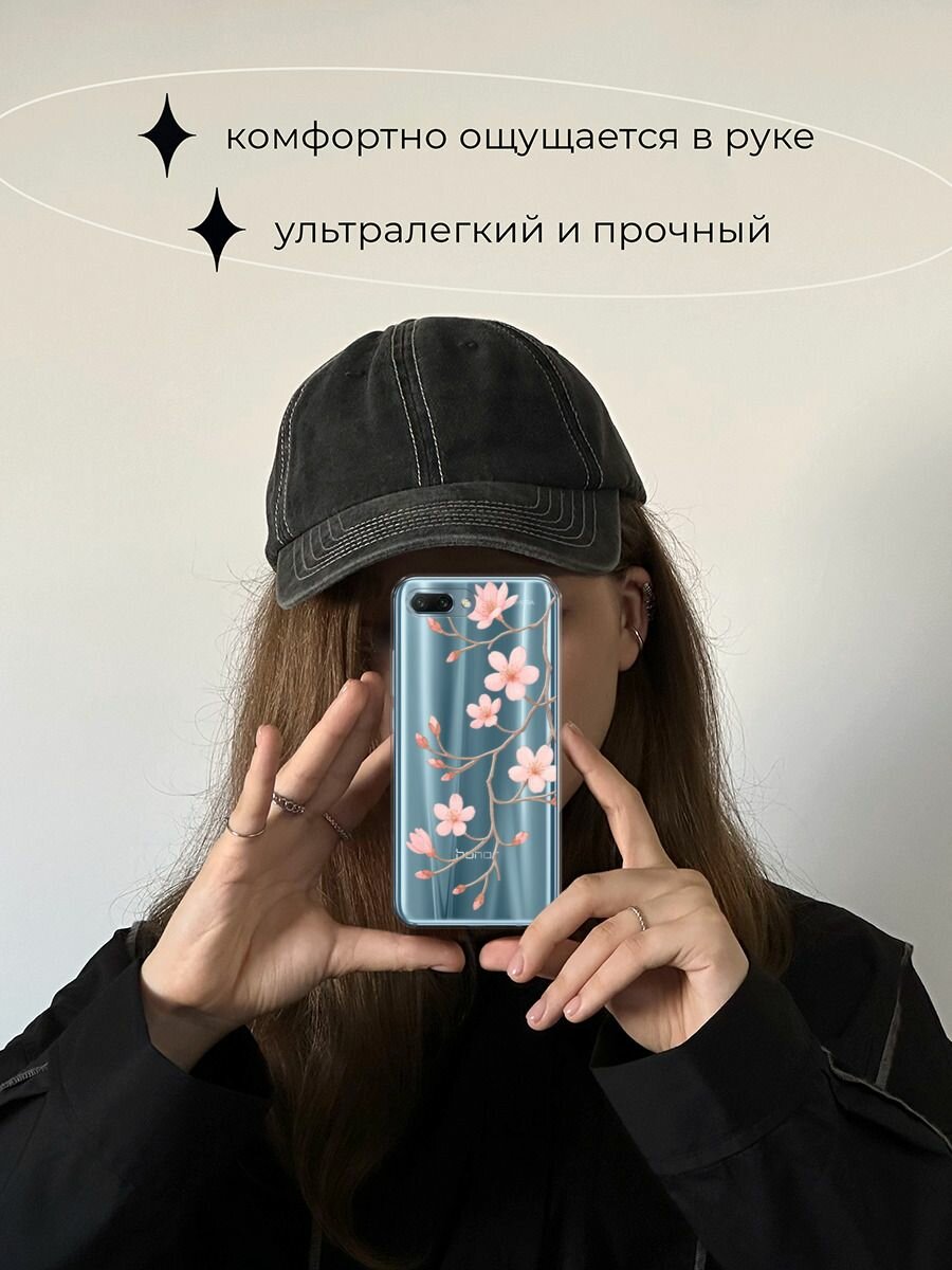 Чехол на Honor 10 / Хонор 10 с принтом "Веточка распускающейся сакуры 2" — фото 1