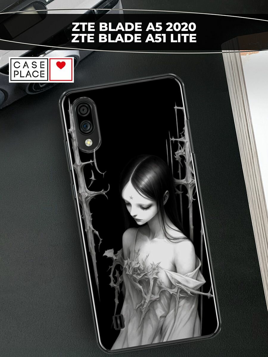 Чехол на ZTE Blade A51 lite/A5 (2020) / ЗТЕ Блэйд А51 Лайт/А5 2020 с принтом "Грустная готическая девушка"