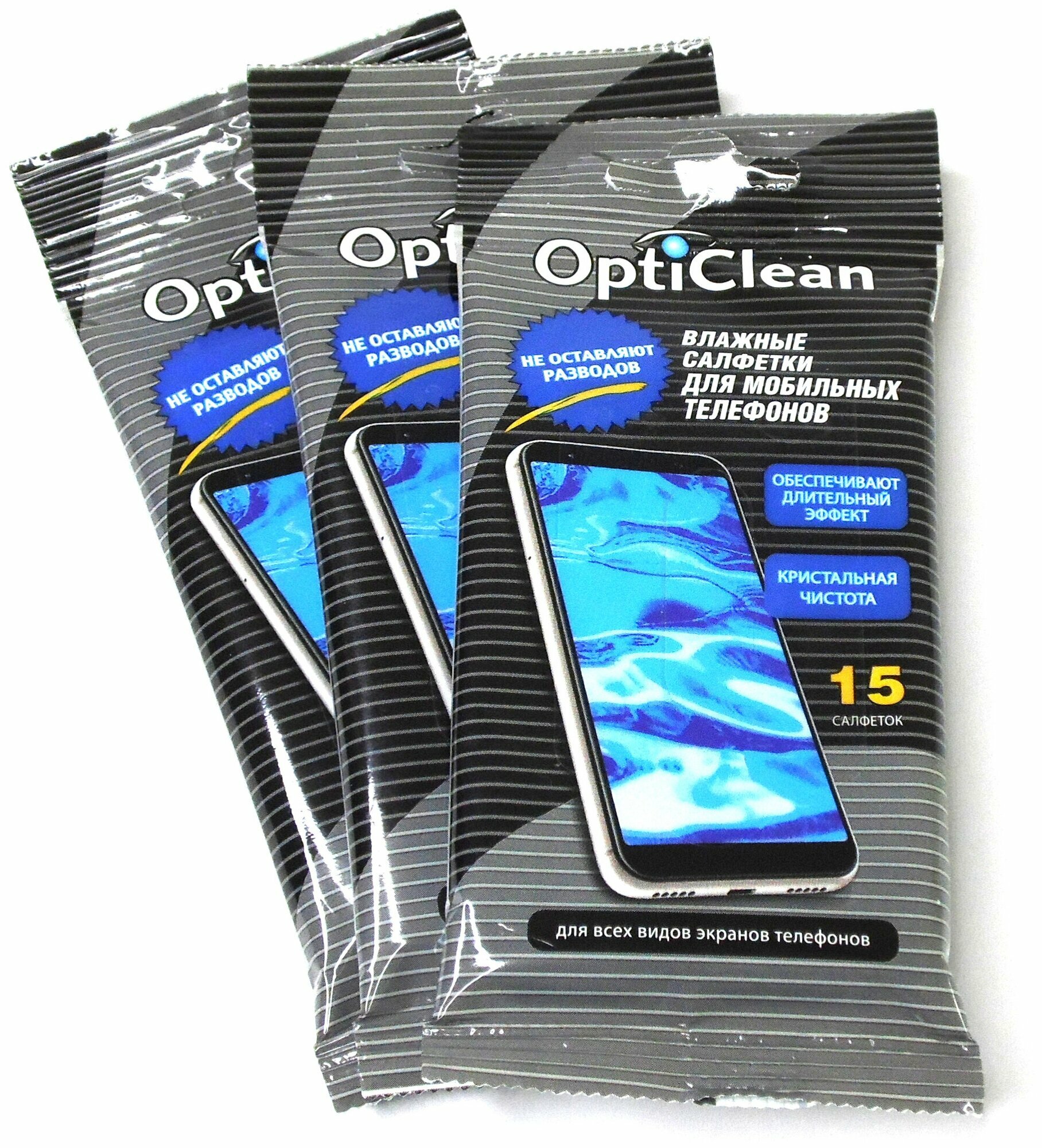 Набор Влажные салфетки Opti Clean №15 для мобильных телефонов 3 шт.