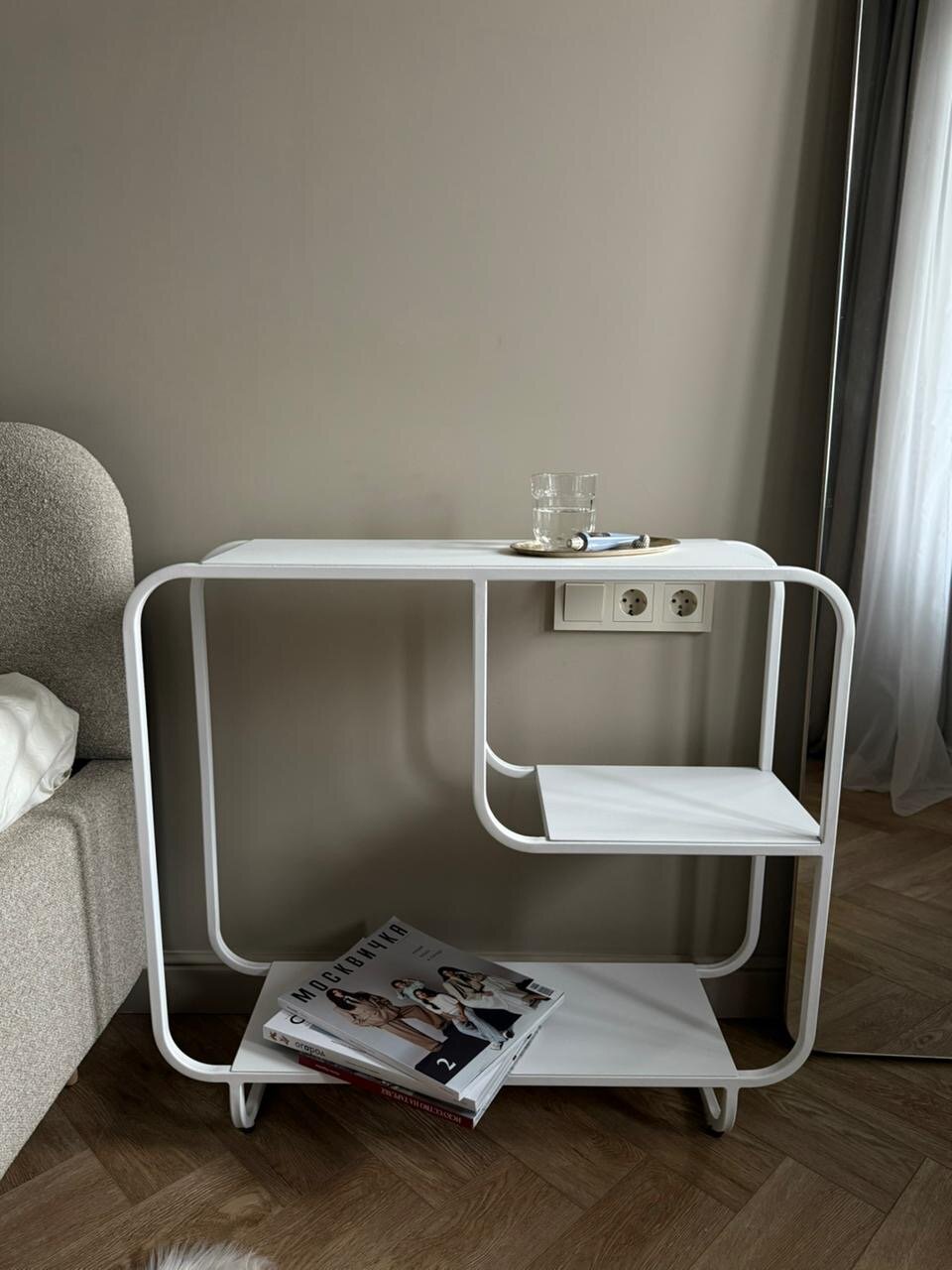 Стеллаж консольный "Round angle" LUCHI, 3 полки, белый, металл