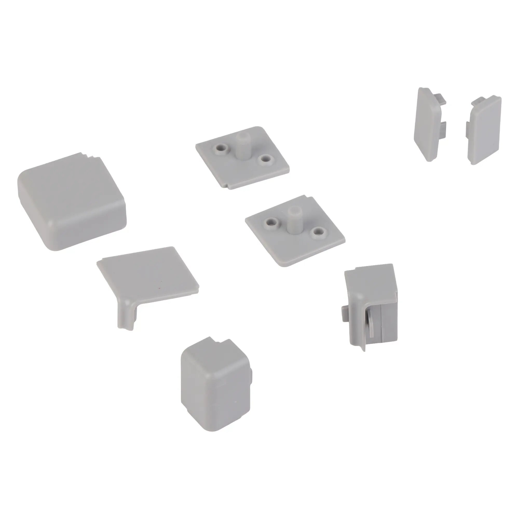 Квадро комплект заглушек для кухонного плинтуса серого цвета - стильные заглушки