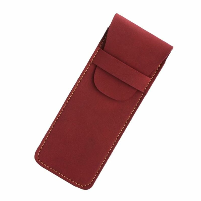 Ретро кожаный пенал для карандашей, карманный пенал для карандашей, мини-сумка для хранения канцелярских принадлежностей-Винно-красный