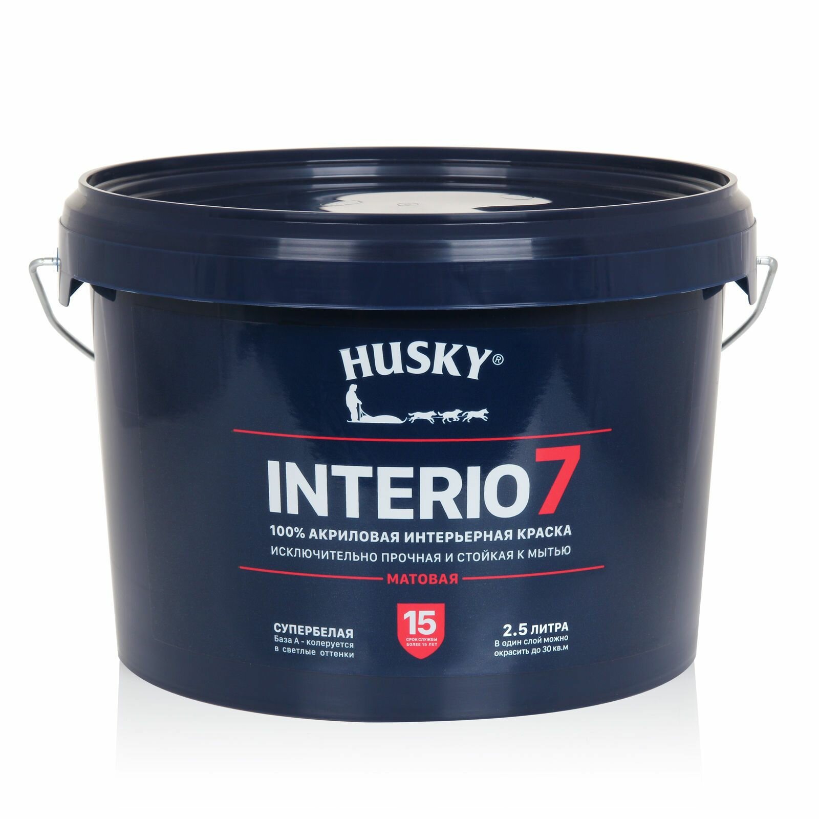 Краска Husky Interio 7 интерьерная, матовая, база А, 2,5 л