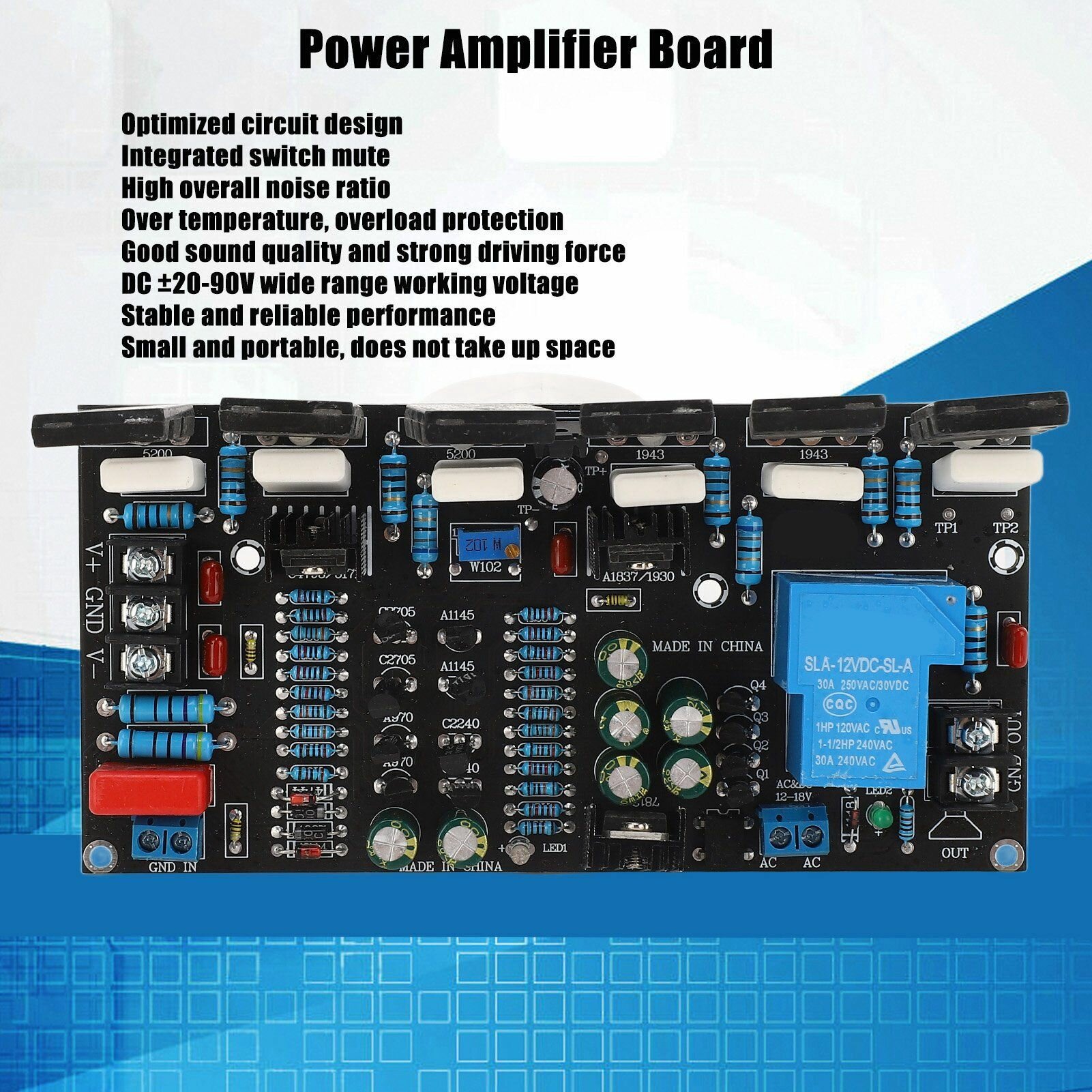 Одноканальный модуль пост-усилителя звука 300 Вт 1943+5200