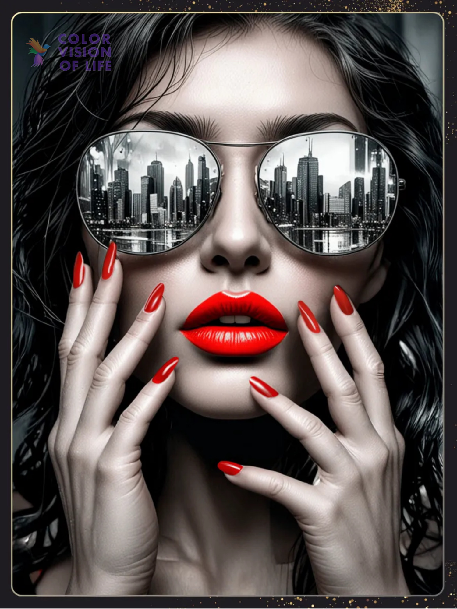 Алмазная мозаика на подрамнике «Стильная девушка в очках»