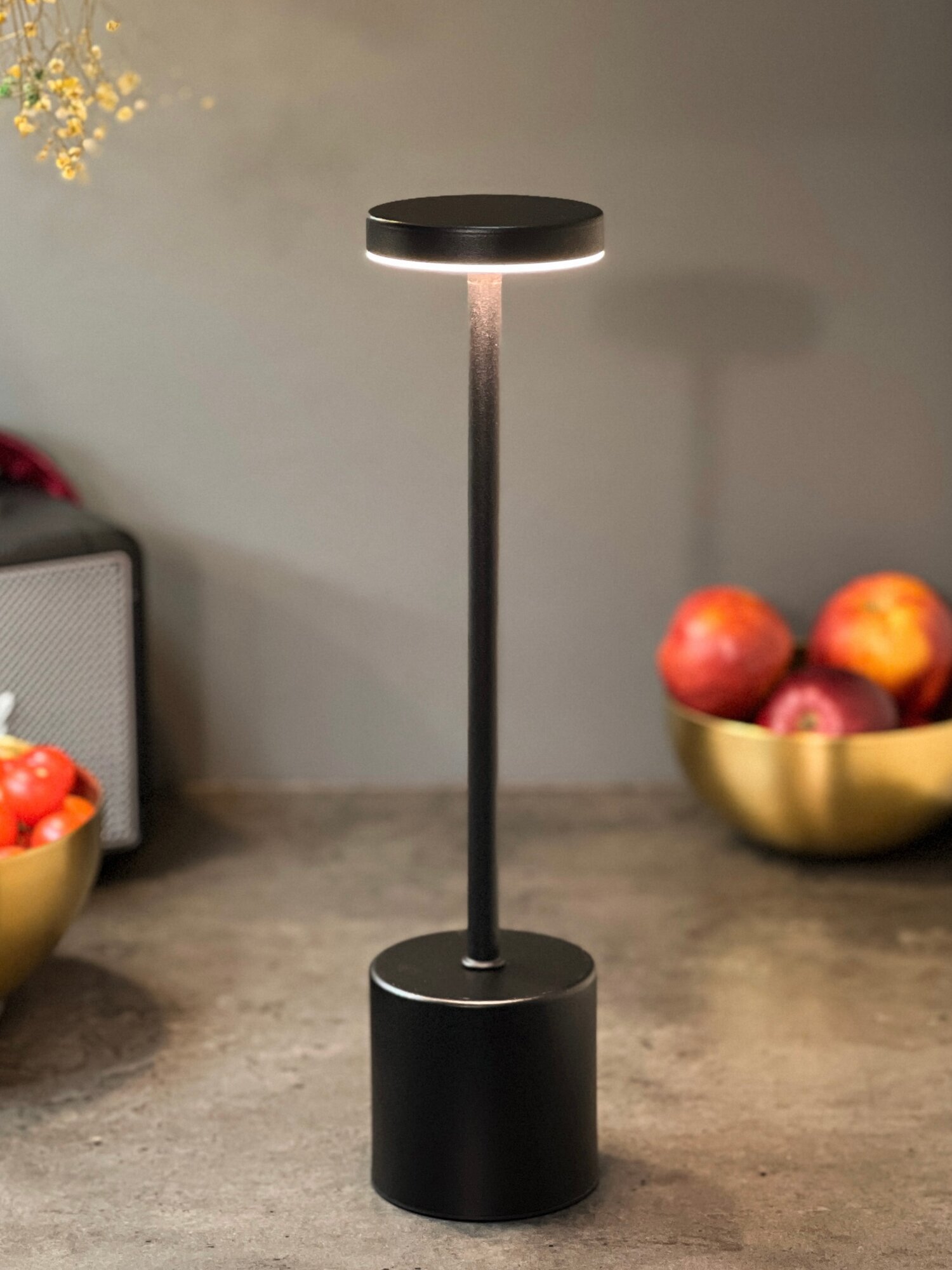 Лампа настольная, LED, сенсорная, беспроводной светодиодный светильник, для кафе, гостиной, спальни, чёрная