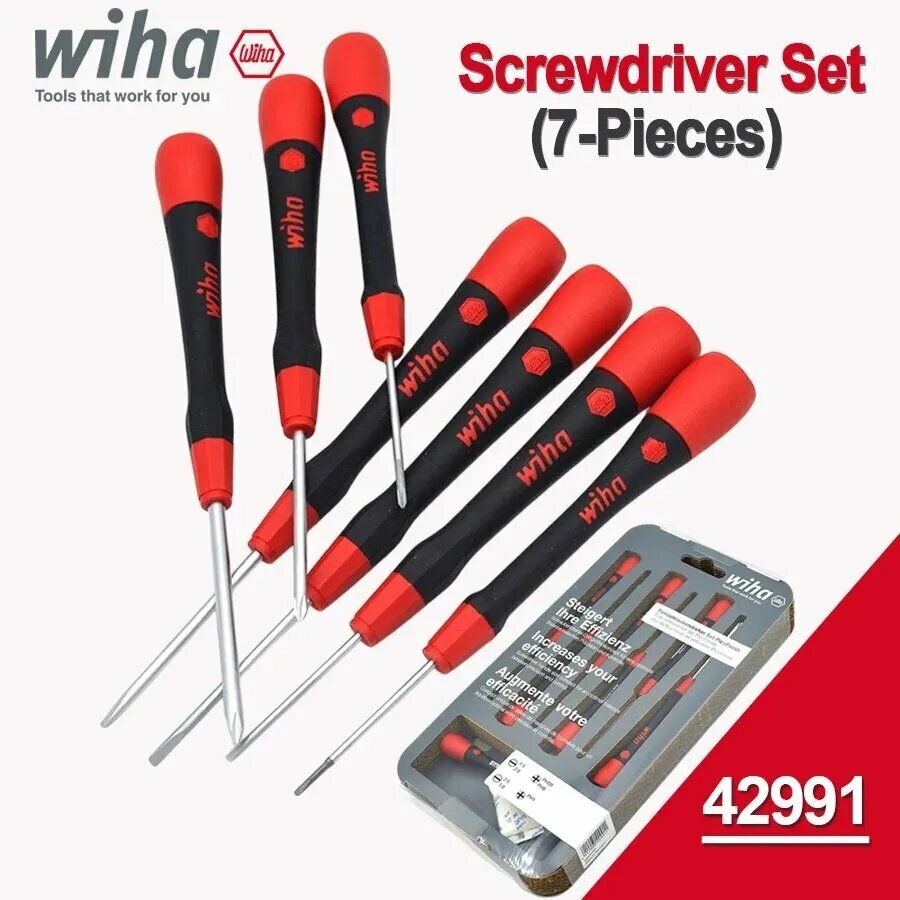WIHA 42991, Набор прецизионных отверток для ремонта с крестообразным и шлицевым шлицем