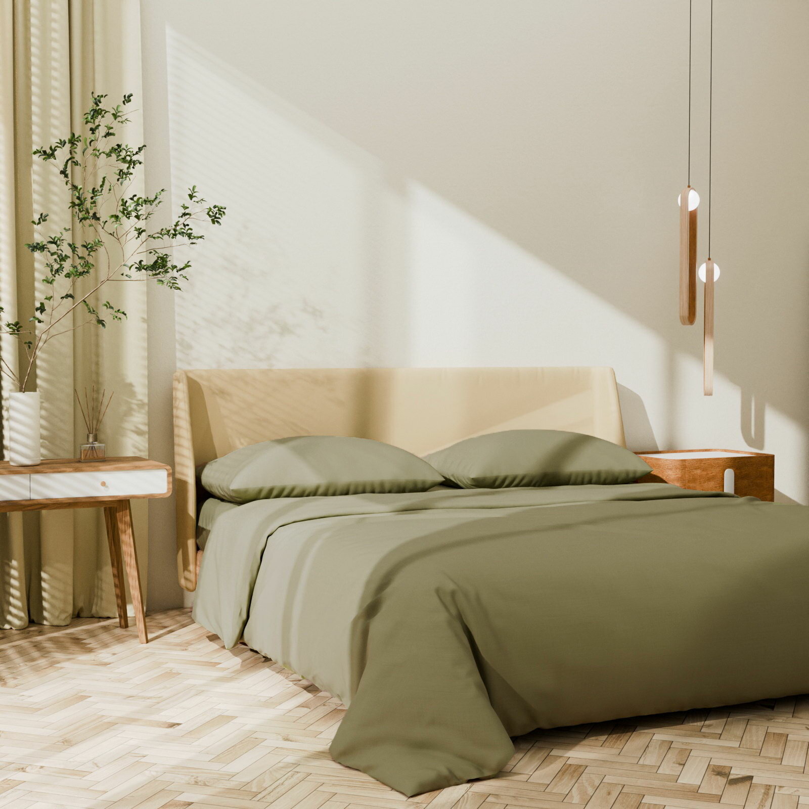 Постельное бельё евро Ripe olive, сатин, декоративные элементы: без декора