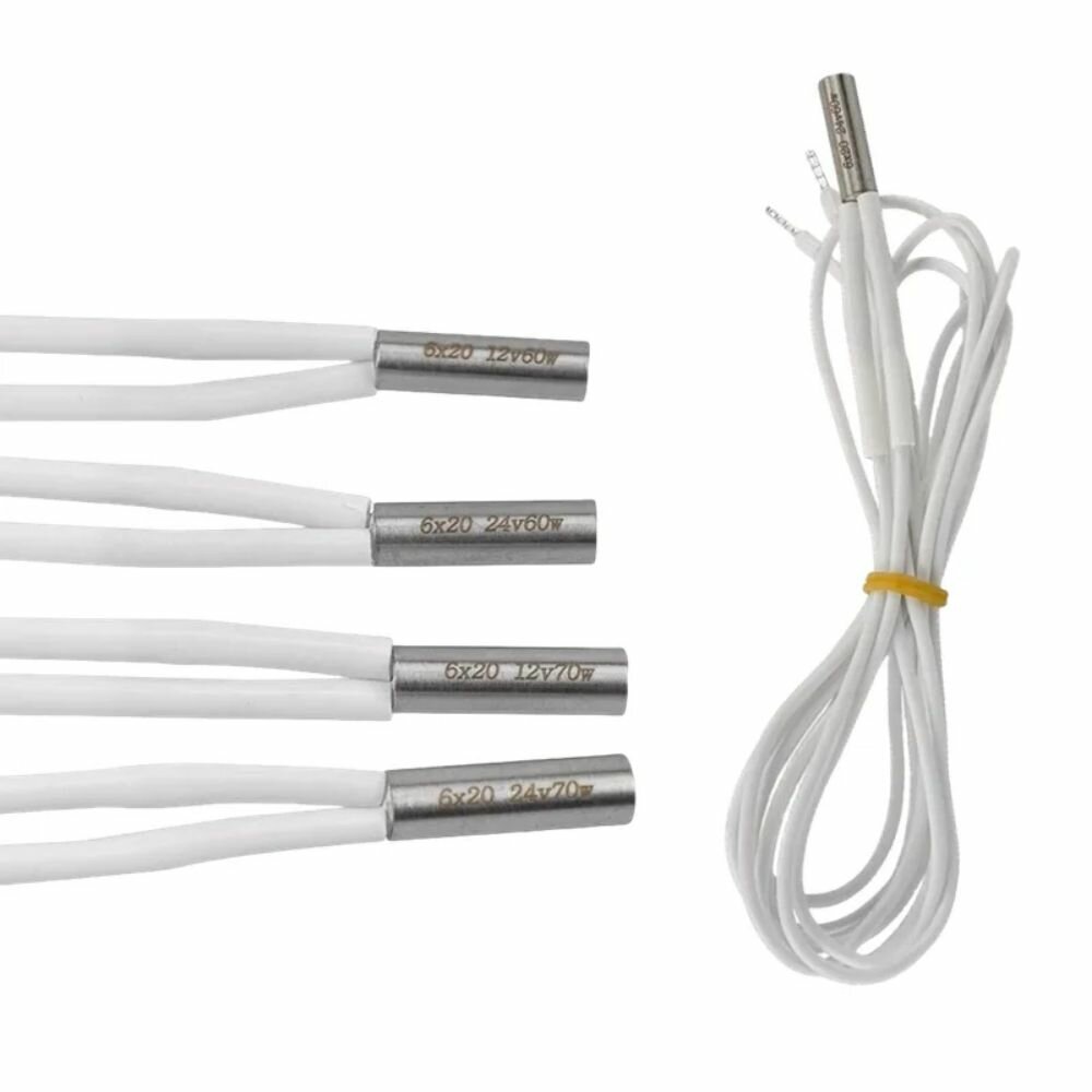 Картридж нагревателя 24/12 В 60 Вт 70 Вт 80 Вт 6*20 мм 1 метр высокотемпературная быстро нагревательная трубка для деталей 3D-принтера E3D V6 Volcano Hotend
