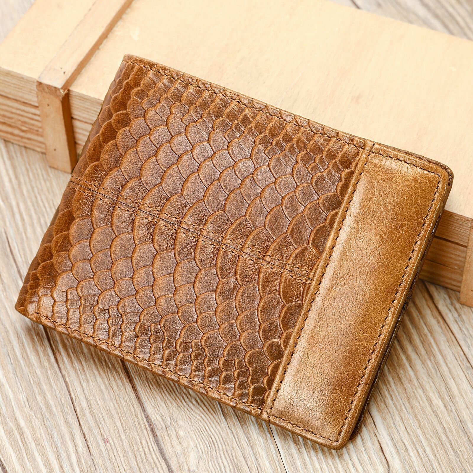 Минимализм сумки ZY Мужской кошелек с RFID защитой из crazy horse кожи
