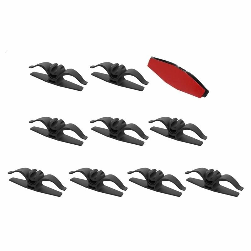 Самоклеящиеся держатели для кабелей для эффективного управления проводами на столах, - Черная красная кожа серая