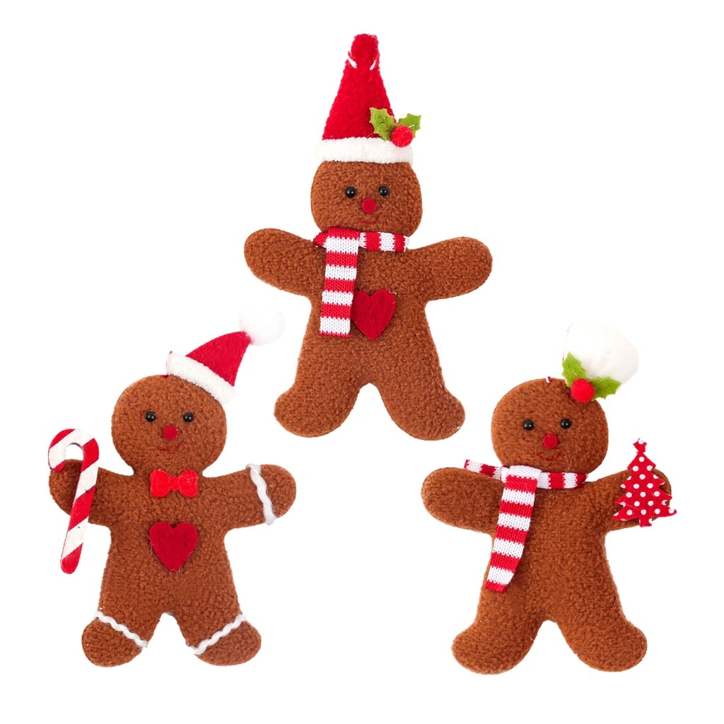 3 Рождественских украшения, Пряничные Человечки-Рождественские Шляпы, Пряничные Человечки