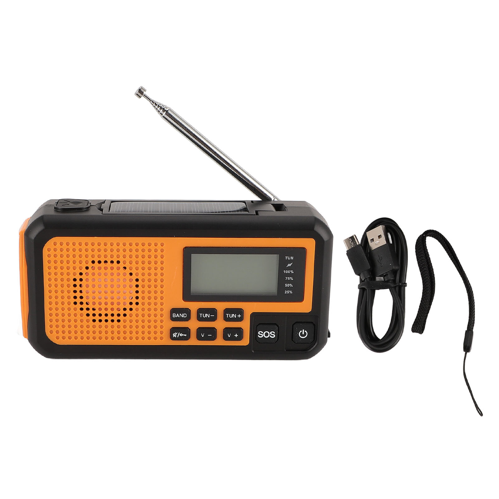 Аварийное радио с ручным приводом USB, солнечной зарядкой, сигналом SOS, светодиодным фонариком для кемпинга на открытом воздухе