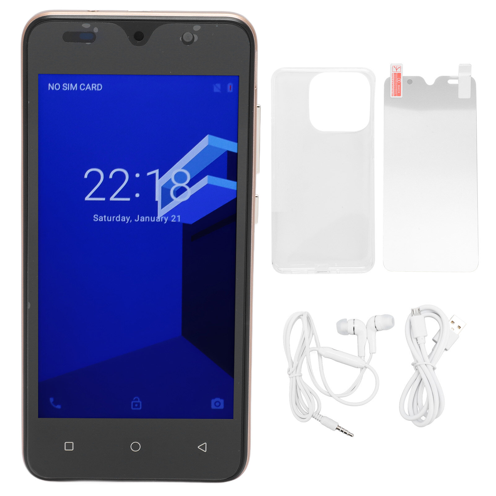 Смартфон 5 дюймов, 4 ГБ ОЗУ, 32 ГБ ПЗУ, распознавание лица, HD, тонкий, WiFi, Android 12, золотой