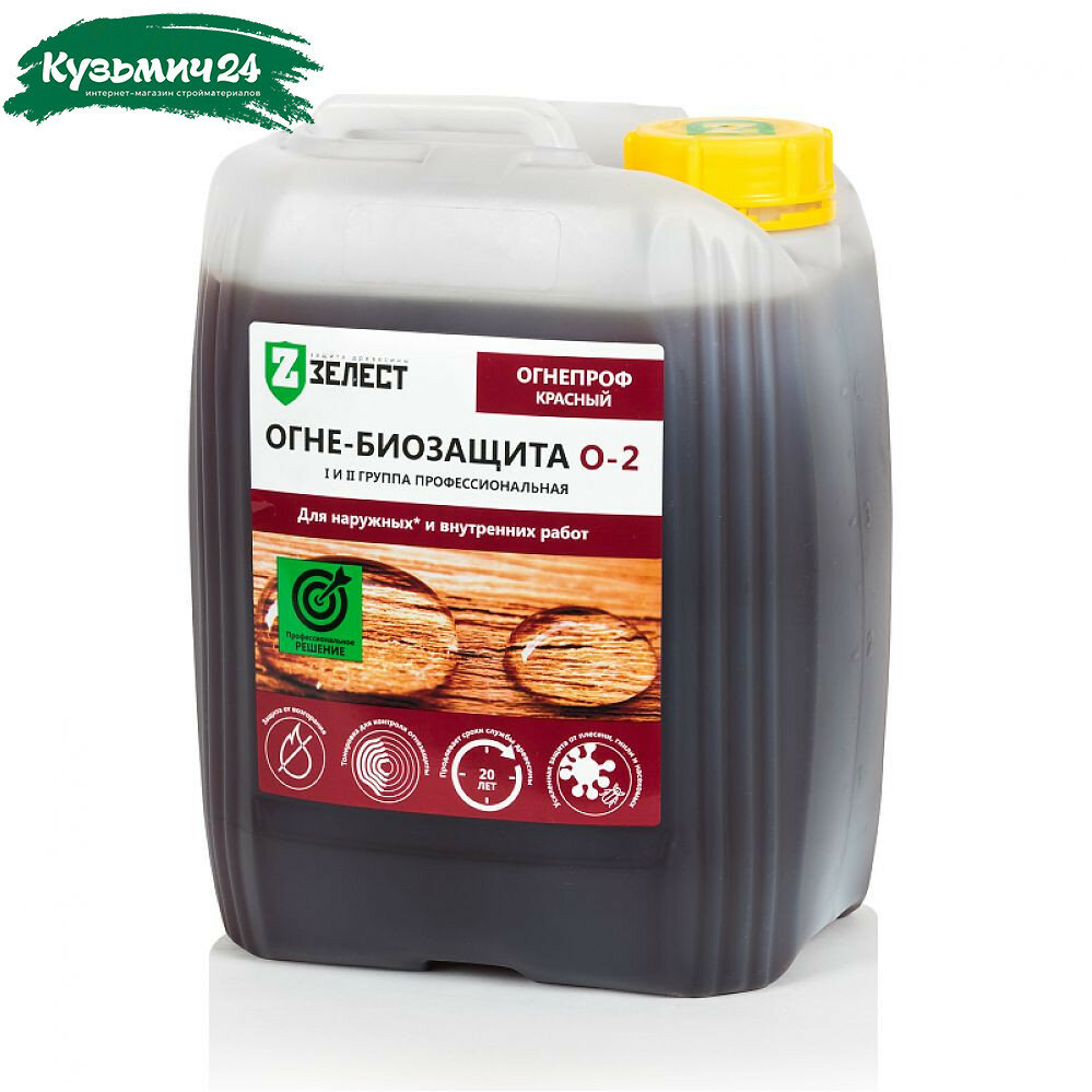 Антисептик зелест О-2 -06 огнепроф Огне-биозащита красный, 6 кг, 1 шт.