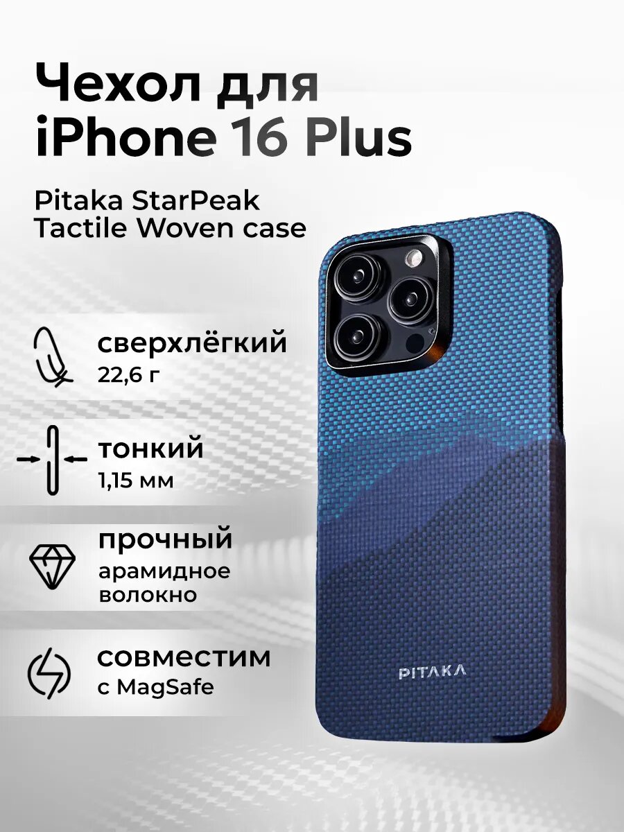 Чехол Pitaka StarPeak Tactile Woven case для iPhone 16 Plus