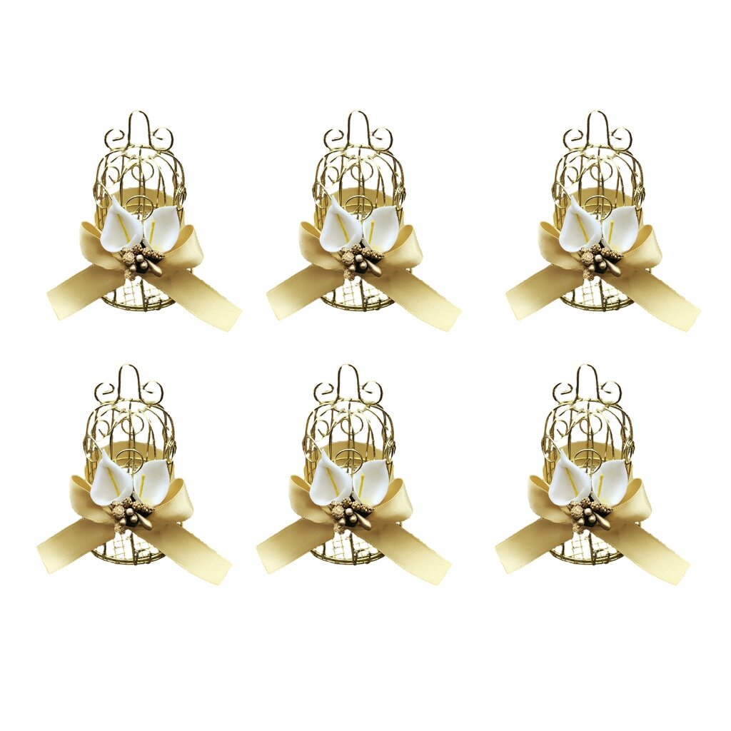 Набор Железных Конфетных Коробок в виде Полой Птичьей Клетки (Упаковка из 6 штук) Универсальное решение Для Хранения Золотых Подарочных Коробок Для Хранения Элегантное Украшение