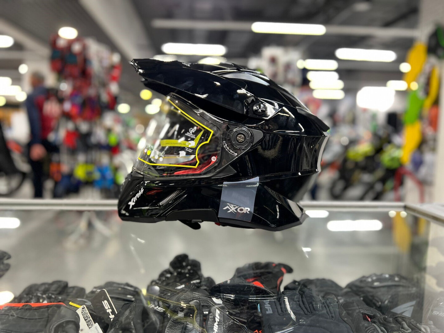 Мотошлем (мотард) AXOR X-CROSS DUAL VISOR-E KR (черный), XS.