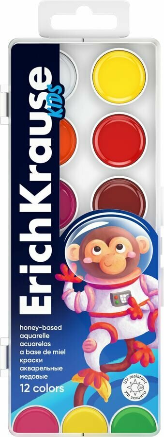 Акварель ERICHKRAUSE Kids space Animals медовая, 12цв Арт. 61360 (Россия)