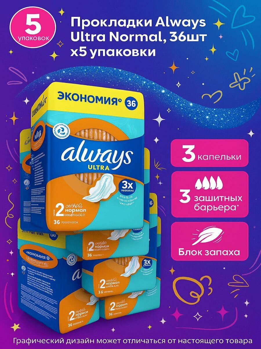 Прокладки Always Ultra Normal, 36шт x 5 упаковок