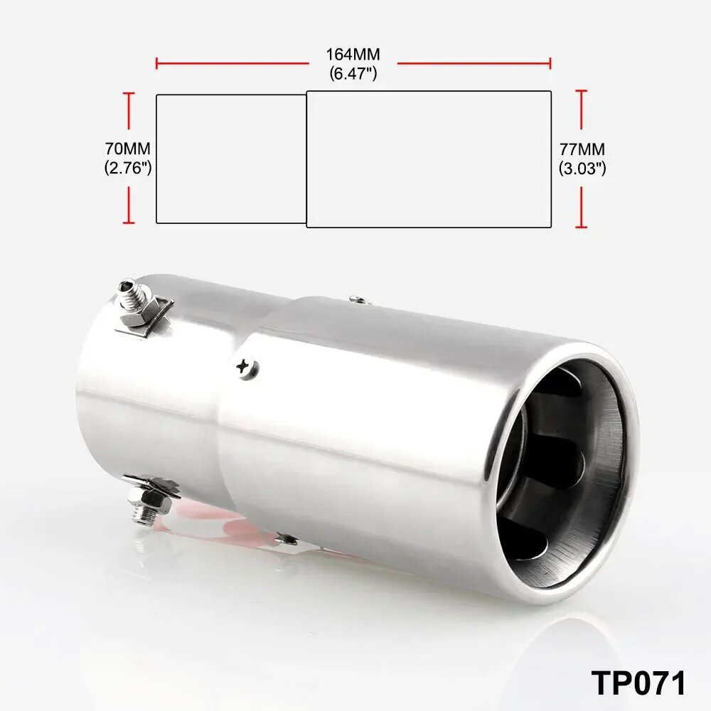 Универсальные автомобильные детали, выхлопная труба 70 мм, светодиодная огненно-красная хвостовая горло, глушитель мотоцикла, выхлопная труба из нержавеющей стали, глушитель TP071straight