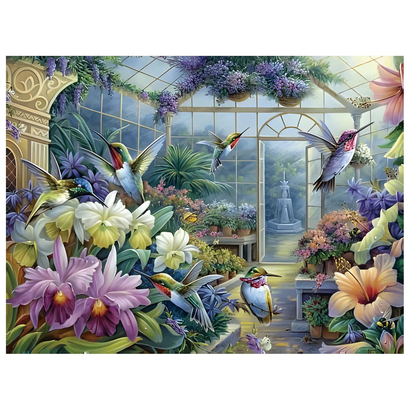 Вышивка крестом "Колибри в оранжерее", 9CT 105x80cm